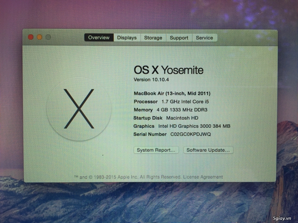 Macbook air mc965 nguyên zin - mới hoàn hảo 99% - 13tr2 | 5giay