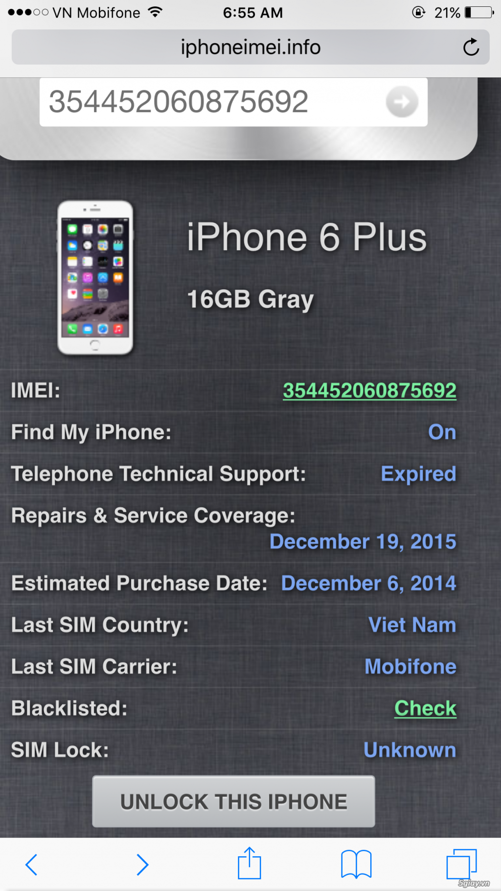 Bán iPhone 6 Plus 16GB Gray mới 99% còn BH 12/2015 hoặc gl iP6 Plus ...