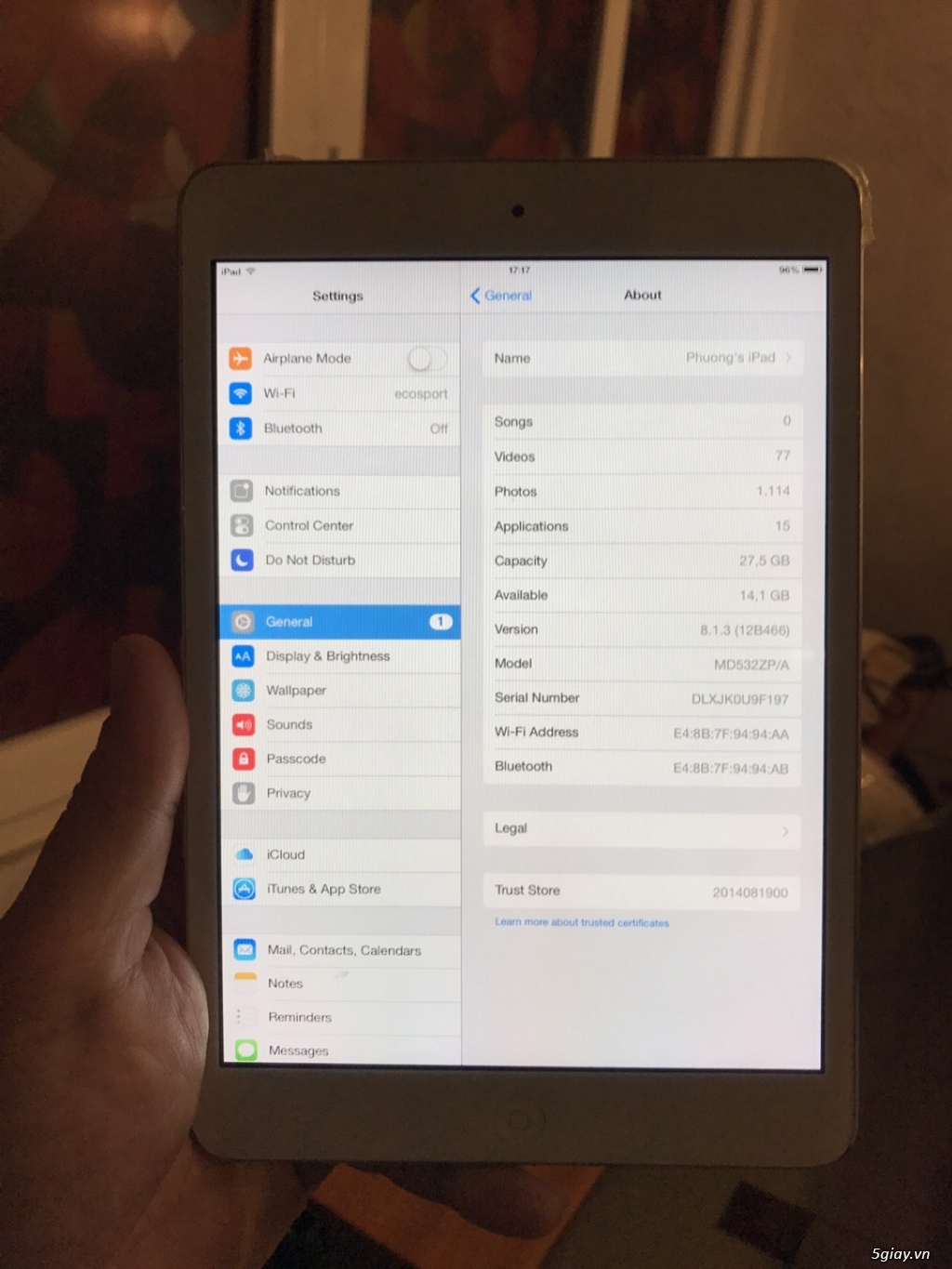 ipad mini 1 32gb màu trắng | 5giay