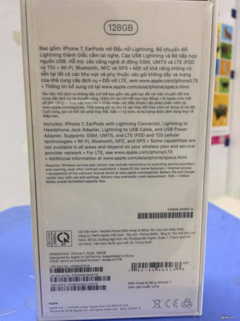 Bán Ip7_128GB_Gold_Nguyên seal_Hàng Cty | 5giay