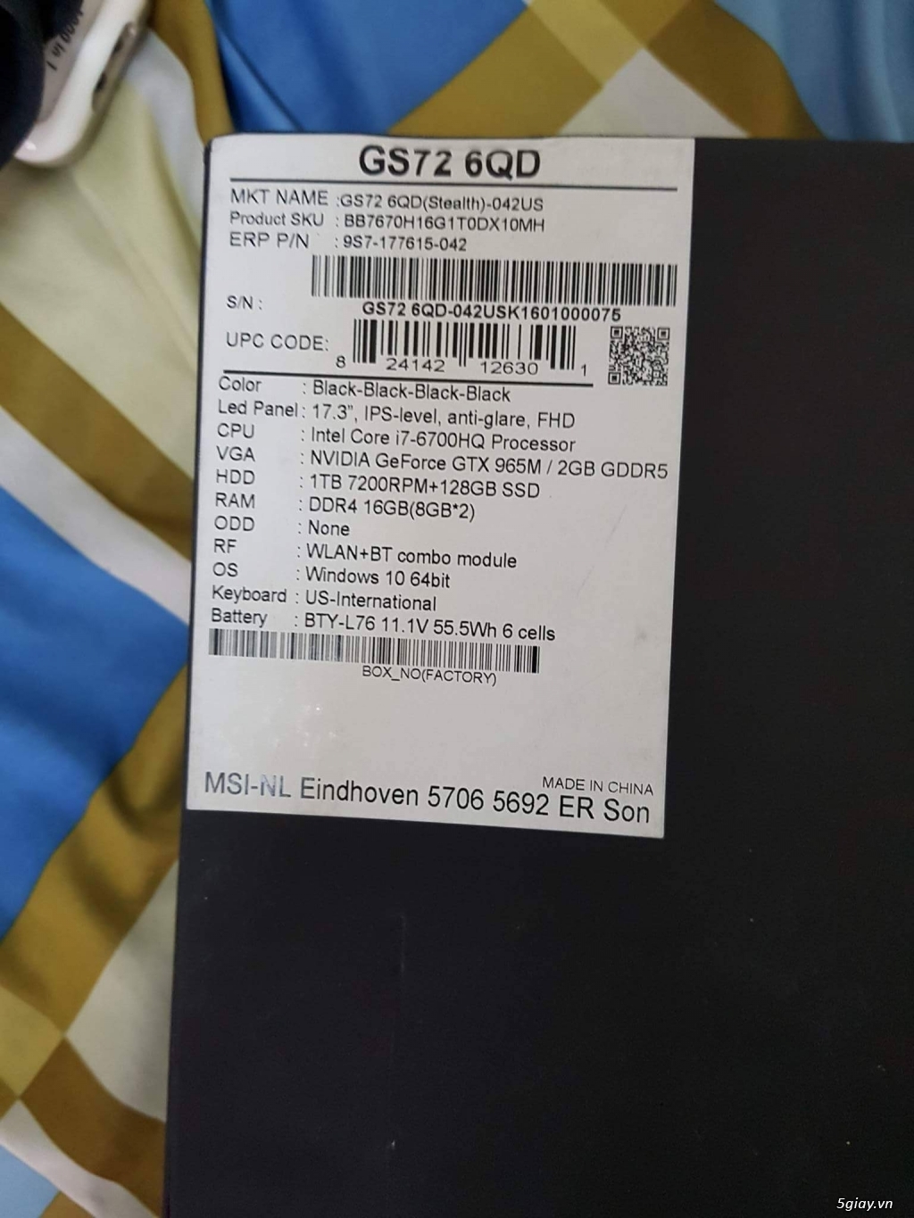 MSI GS72 I7, RAM 16GB, GTX 965, SSD 128GB, 17.3INH IPS, NEW FULL BOX ...