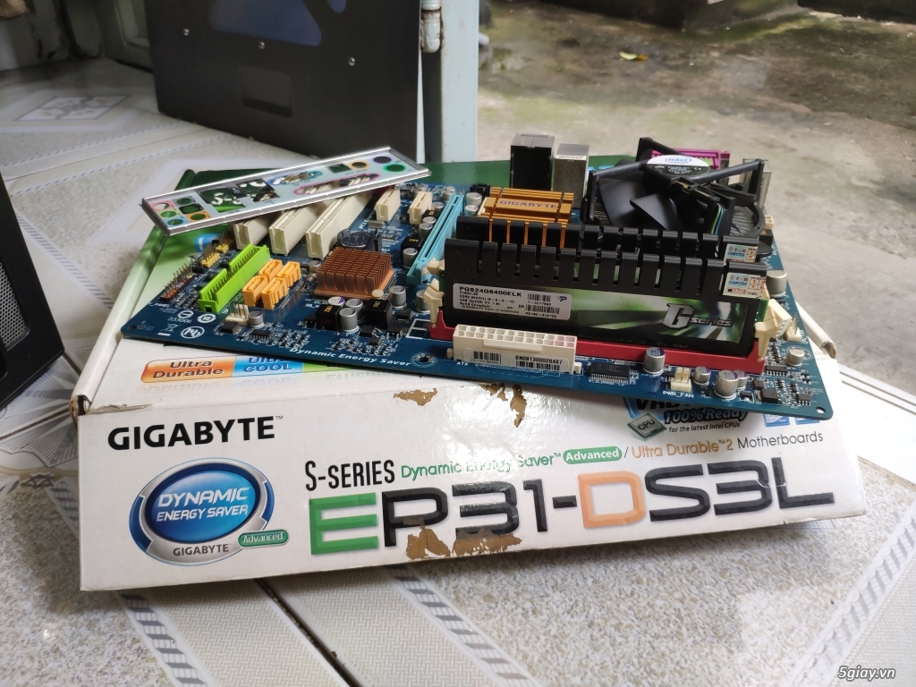 Main Gigabyte EP31 DS3L còn hộp, CPU core 2dou 8400, ram 4gb | 5giay