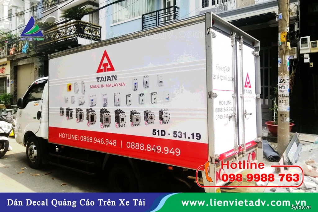 Dán Decal Quảng Cáo Trên Xe Tải Cho Cty Taian chuyên thiết bị điện | 5giay