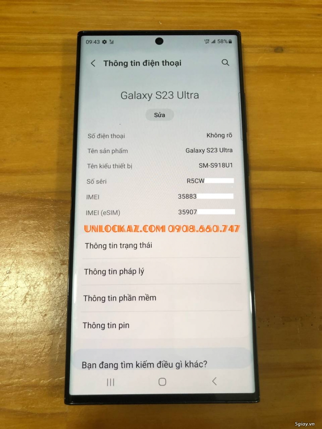 Repair IMEI Samsung Galaxy S23 Ultra thoát demo trong 30 phút | 5giay