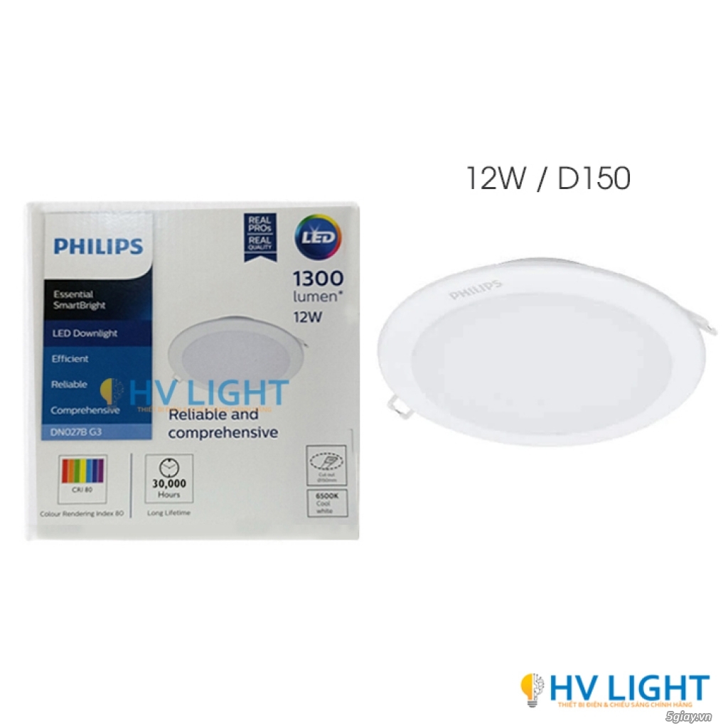 Đèn LED Âm trần 12W DN027B G3 LED12 D150 RD PHILIPS | HV Lighting | 5giay