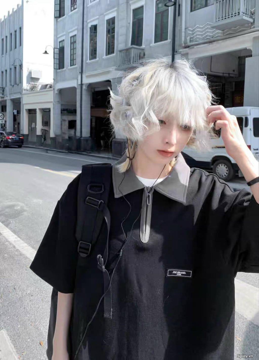 áo thun polo logo ngực đen thời trang phong cách | 5giay