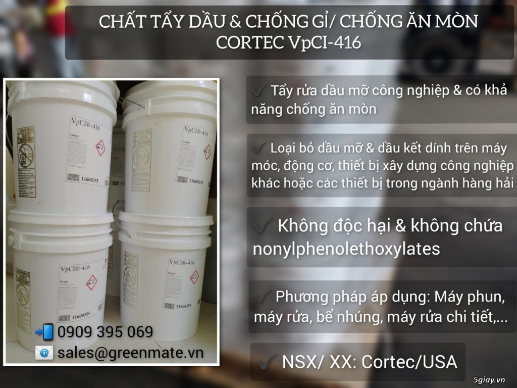 Chất tẩy dầu chống gỉ/ chống ăn mòn Cortec VpCI-416 | 5giay