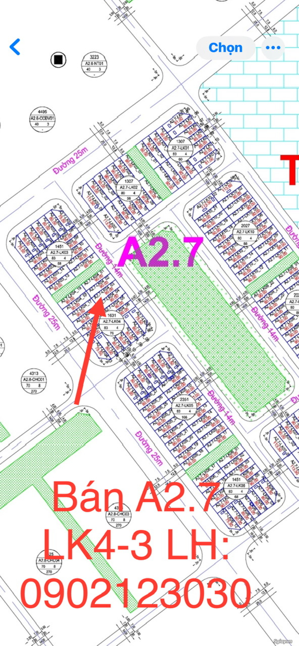 Bán liền kề khu đô thị thanh Hà A2.7 LK04-03 nhìn vườn hoa, DT 90m, | 5giay