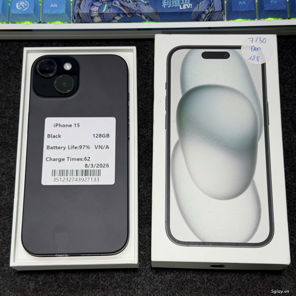 iPhone 15 128G Black CBH 8/2026 VN | 5giay